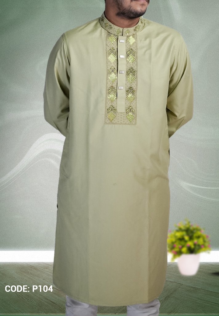 Elevate Your Eid Look with Premium Panjabi Olive Green – P104 ...